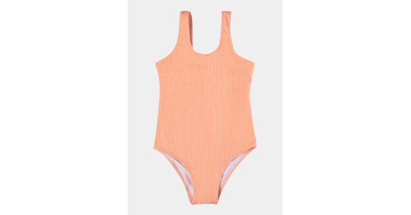 Girls Ribbed Low Back One-piece Swimwear - Peach